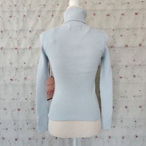 Zara | Sweaters | Powder Blue Chest Cutout Turtleneck | Poshmark